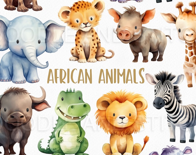 Safari Animals Clipart Bundle,africa Animals Clipart Set,wild Animals ...