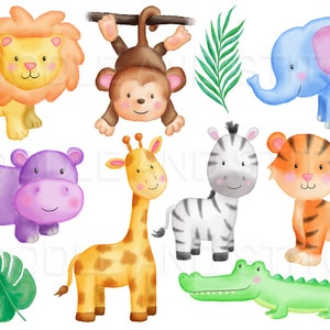 Watercolor Jungle Animal Clipart Illustrations, Watercolor Elephant ...