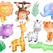Watercolor Jungle Animal Clipart Illustrations, Watercolor Elephant ...