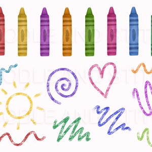 Crayons Clipart Illustrations, Watercolor Crayon Clip Art Designs With ...