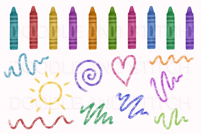 Crayons Clipart Illustrations Watercolor Crayon Clip Art - Etsy