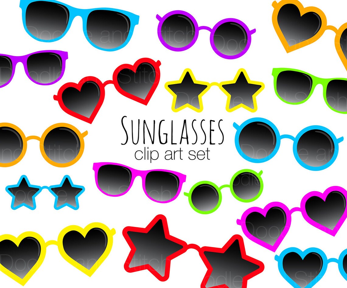Sunglasses Clip Art Pictures Colourful Glasses Clipart | Etsy