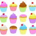 Cute Cupcakes Clipart Set, Pretty Cake Clip Art Designs, Birthday Party ...