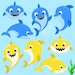 Shark Family Clipart Set, Baby Shark Clipart Designs, Shark Baby Clip ...