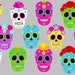 Day of the Dead Clipart Sugar Skulls Clip Art Set Halloween - Etsy