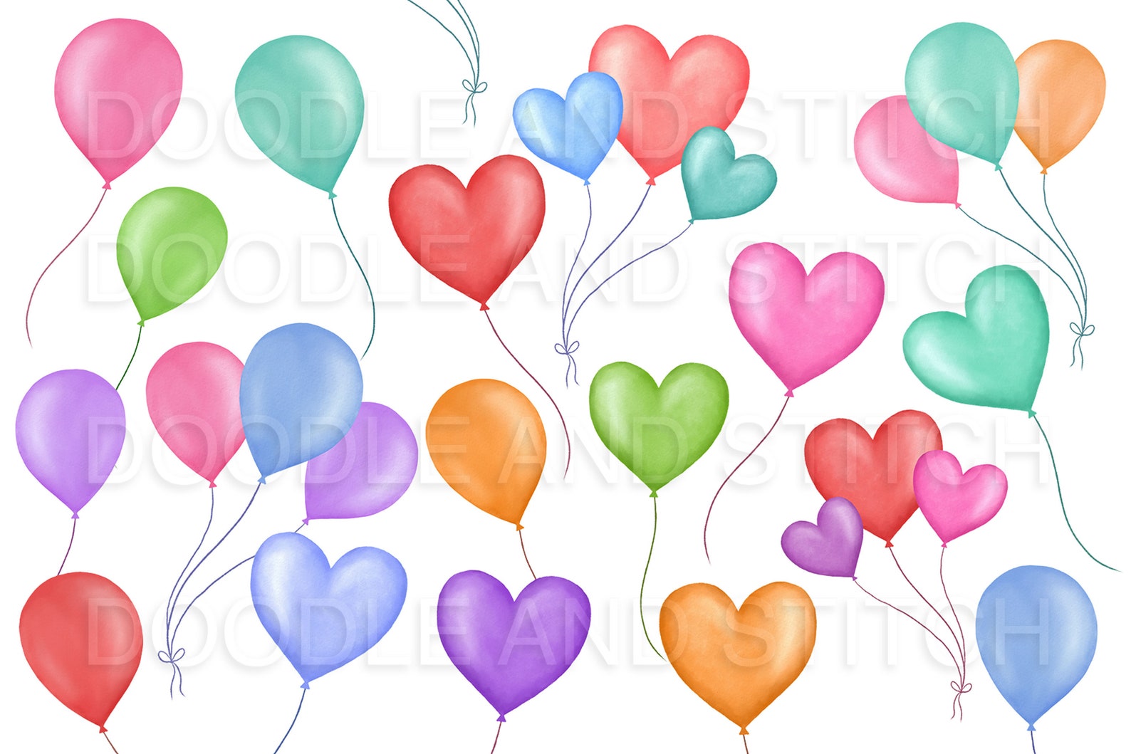 Watercolor Balloon Clipart Designs, Colorful Balloons Clip Art ...