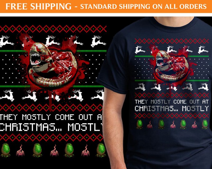 Alien Chestburster Ugly Sweater T-shirt - XMAS198 - FREE SHIPPING, Ugly ...