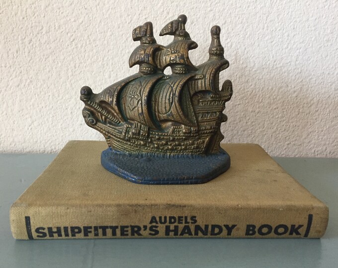 Vintage Sailing Ship Bookend Painted Cast Iron Vintage Ship Bookend ...