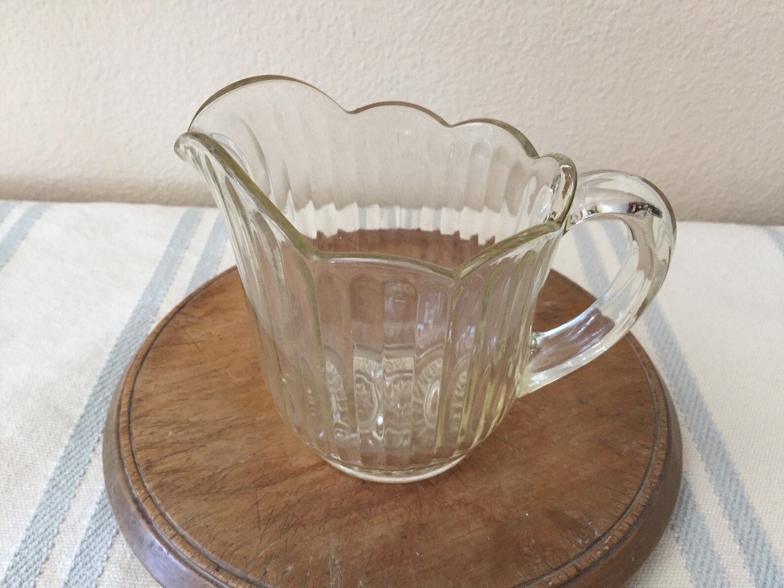 Vintage Clear Glass Ribbed Small Pitcher / Creamer with | Etsy