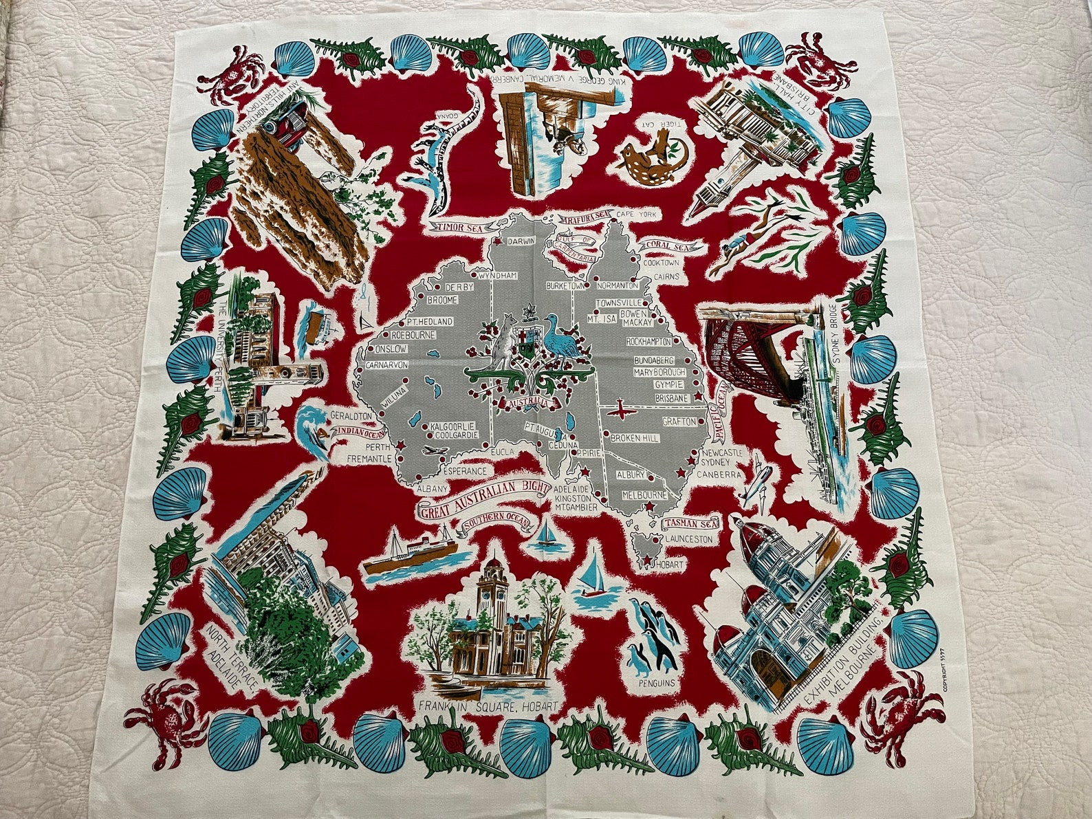 Vintage Australian Souvenir Tablecloth Vintage Australia - Etsy