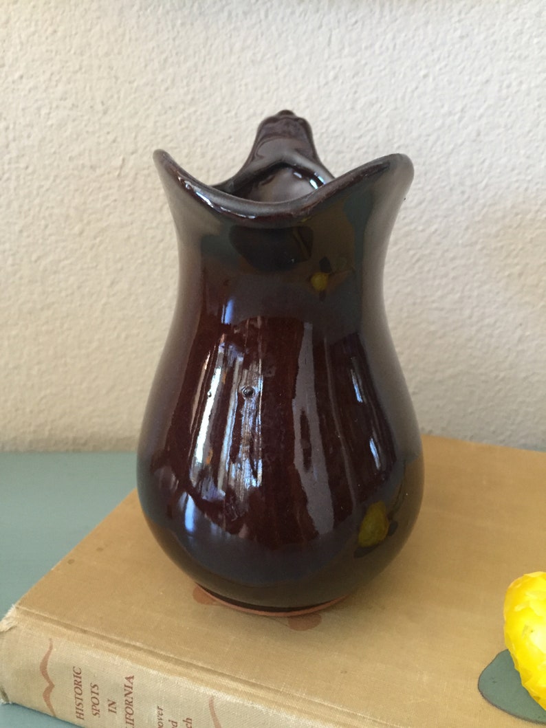 Vintage Brown Glaze Pitcher Brown Stoneware Pitcher | Etsy