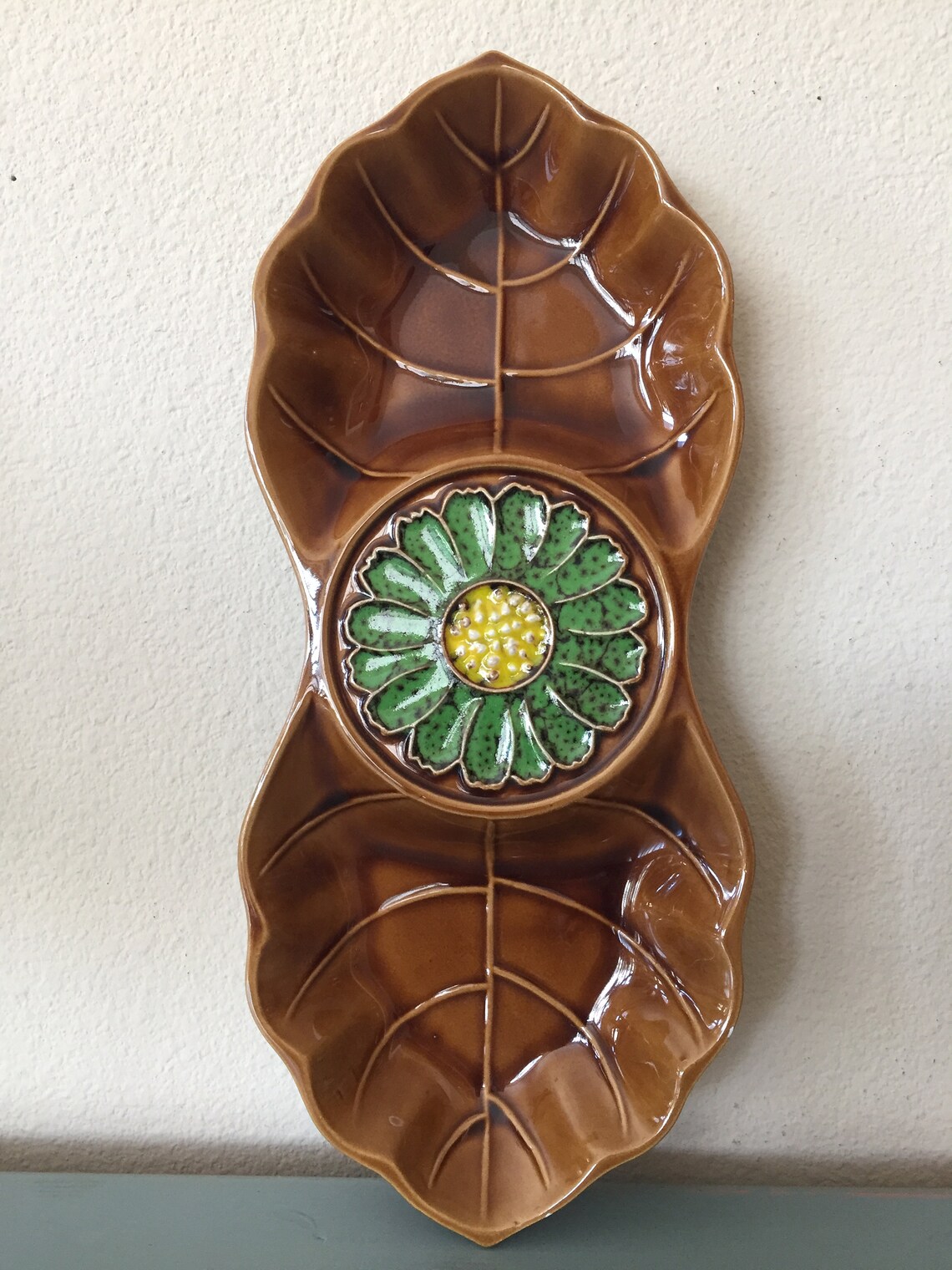 Vintage Divided Snack Tray Divided Snack Platter With Leaves - Etsy