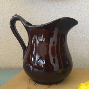 Vintage Brown Glaze Pitcher Brown Stoneware Pitcher - Etsy