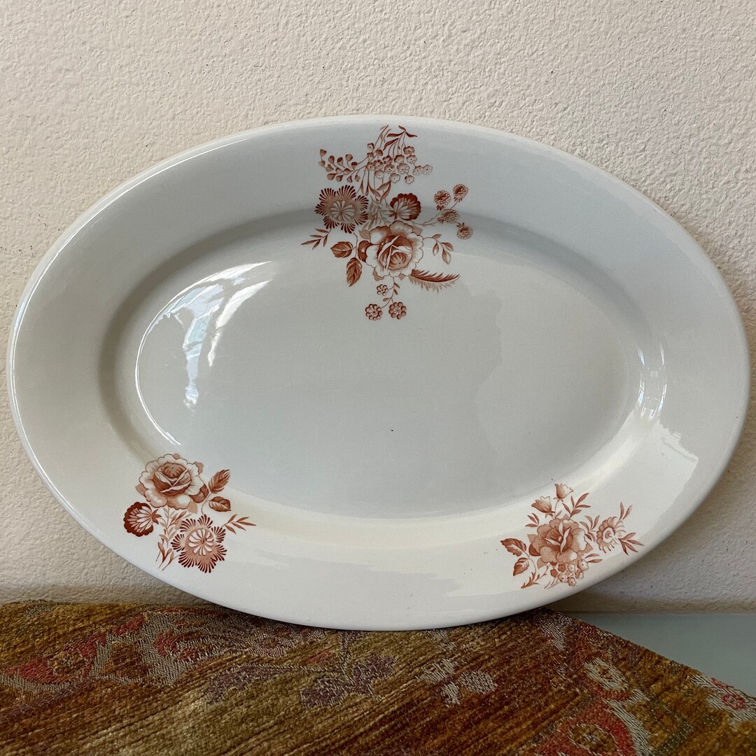 Shenango China Vintage Platter - Brown Floral Pattern - Restaurant Ware ...