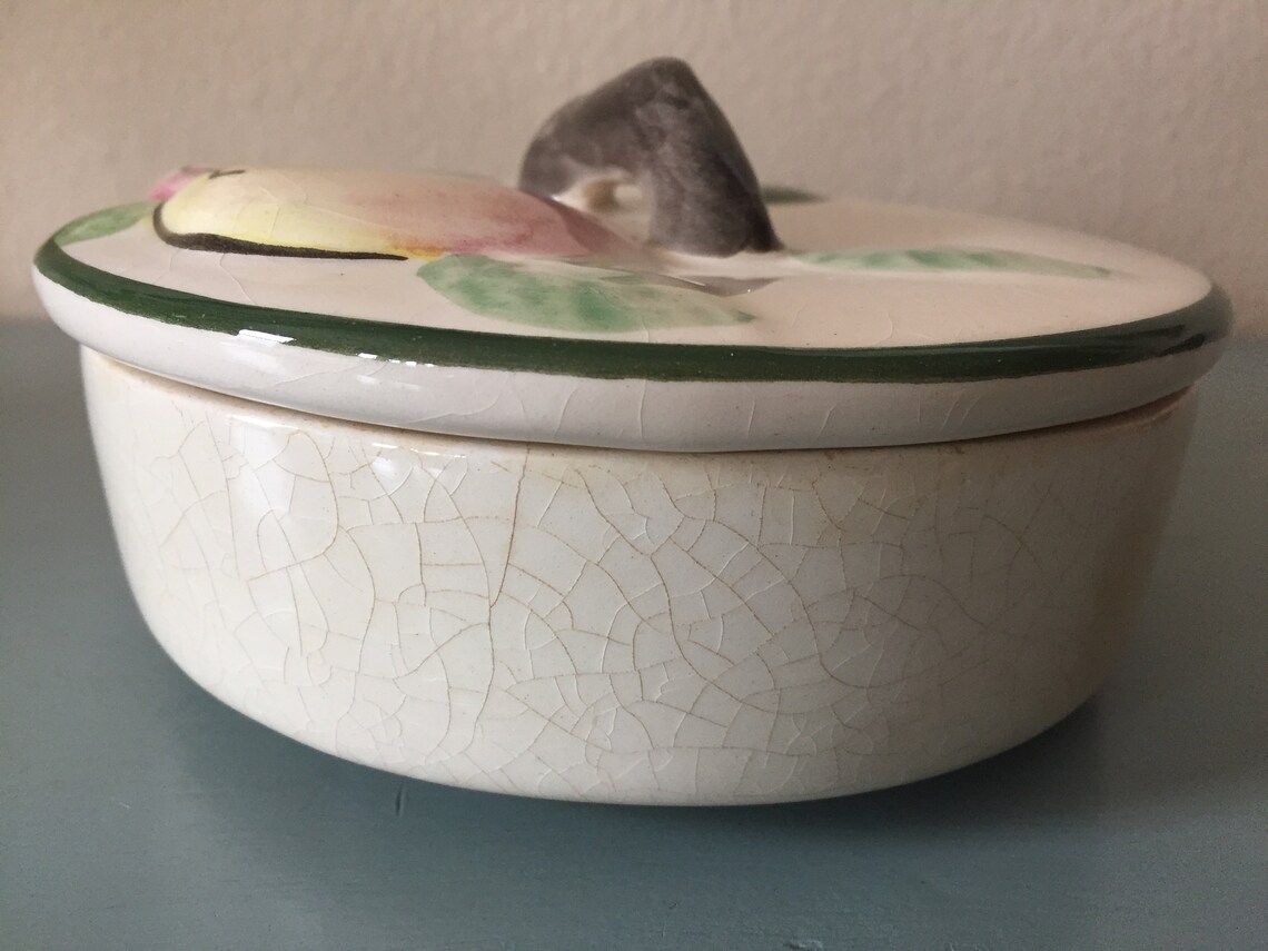 Vintage Kitchen Storage Box Round Ceramic Box With Apples - Etsy
