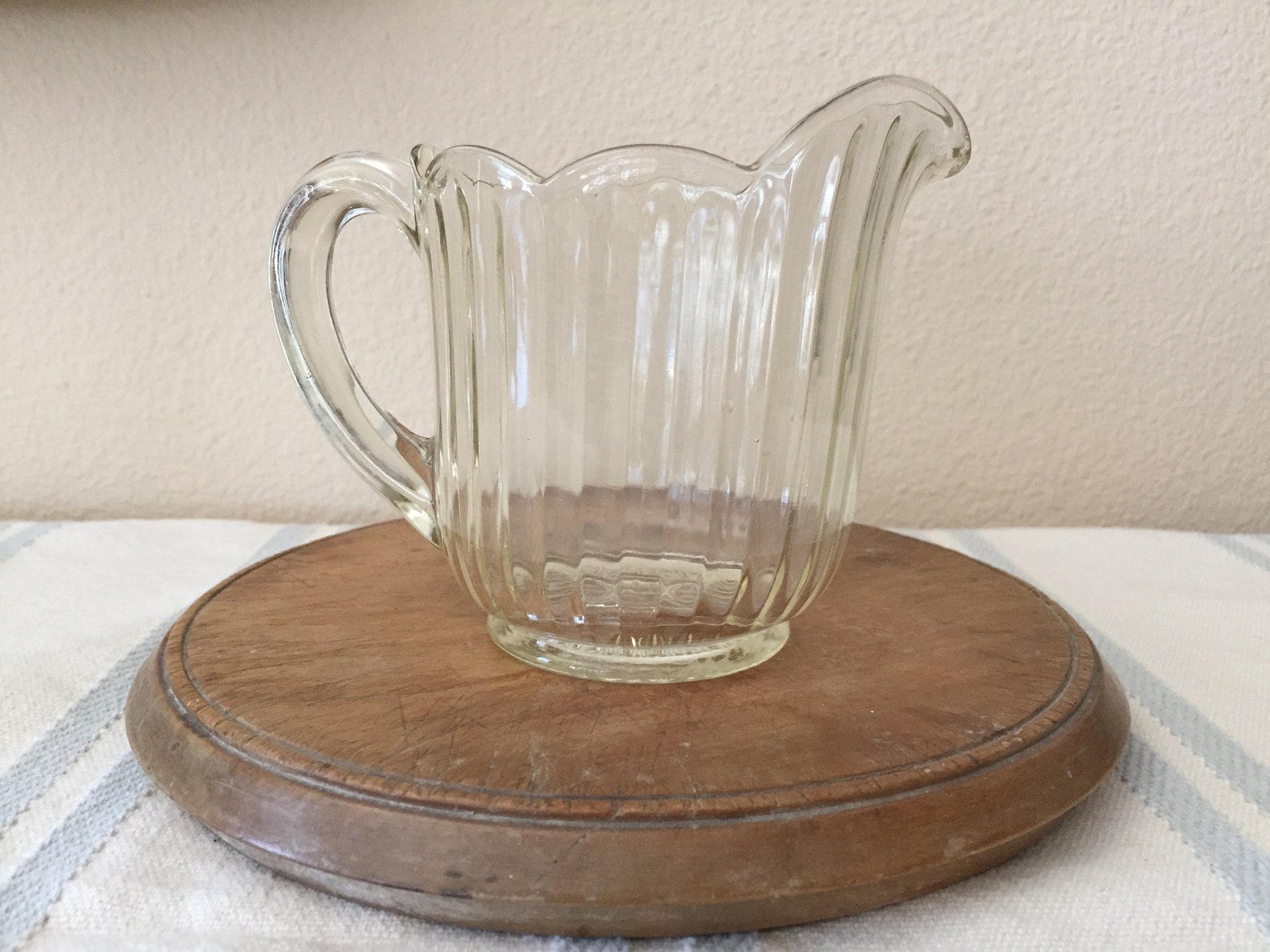 Vintage Clear Glass Ribbed Small Pitcher / Creamer with | Etsy