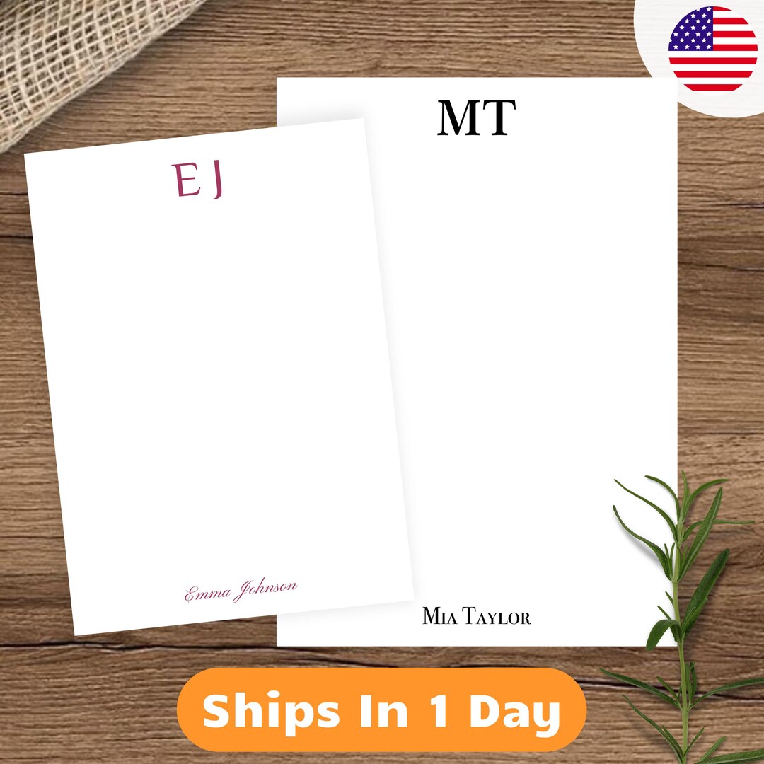 Personalized Modern Minimalist Monogram Notepad, Elegant Favors and ...