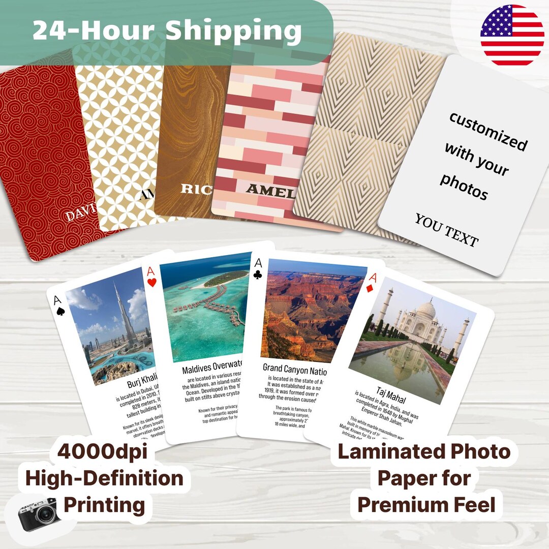 Personalized World Landmarks Playing Cards - Custom Collectible Deck ...