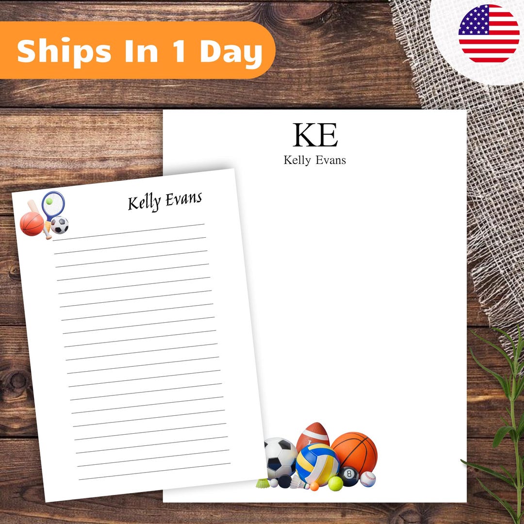 Personalized Sports Notepad: Custom Stationery Gift for Athletes - Etsy
