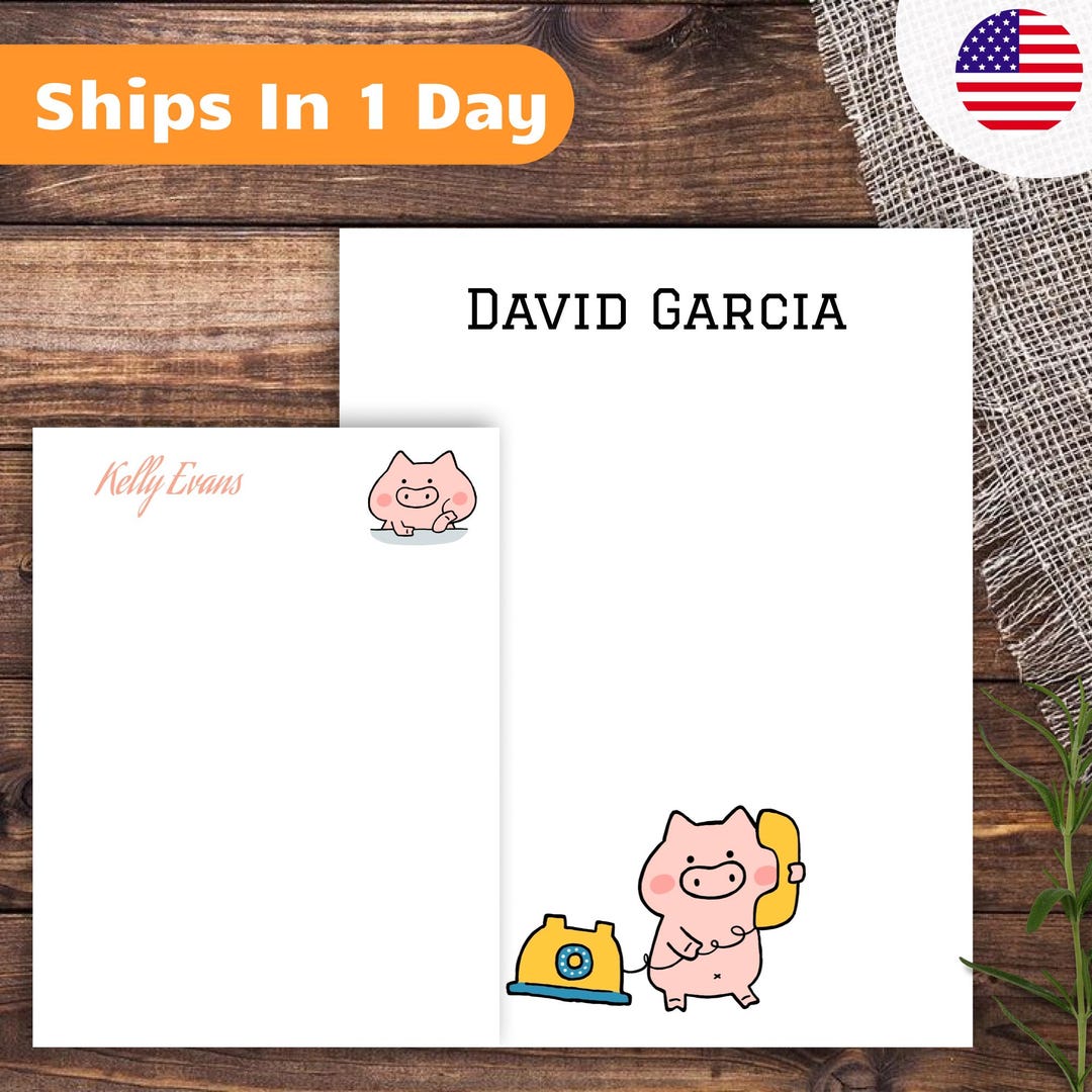 Personalized Funny Pig Cartoon Notepad | Custom Cute Pig Stationery ...