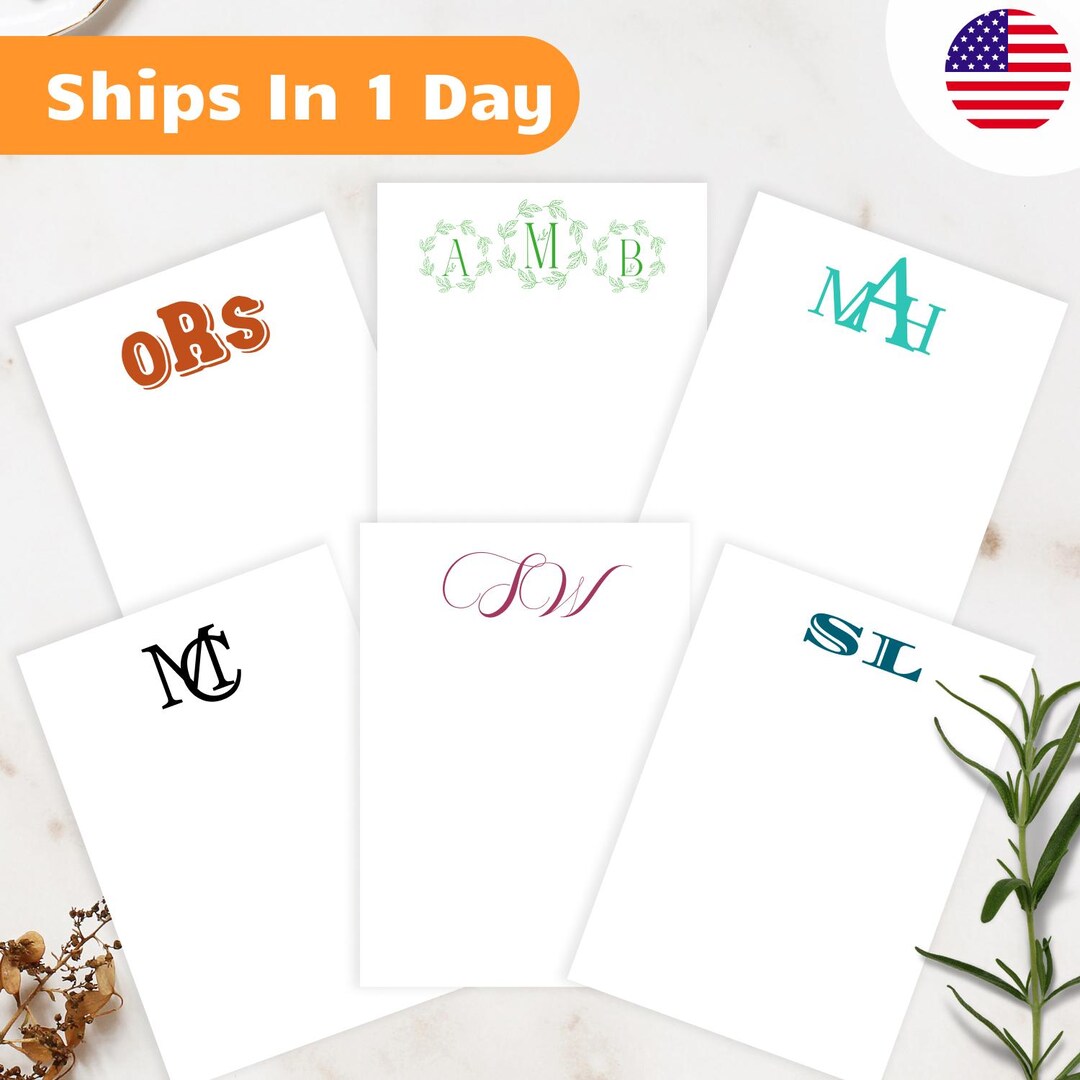 Personalized Monogram Notepad - Custom Initials Notepads - Ideal for ...
