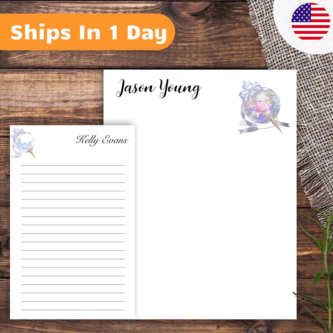 Elegant Crystal Ball Personalized Notepad, Custom Name Floral ...