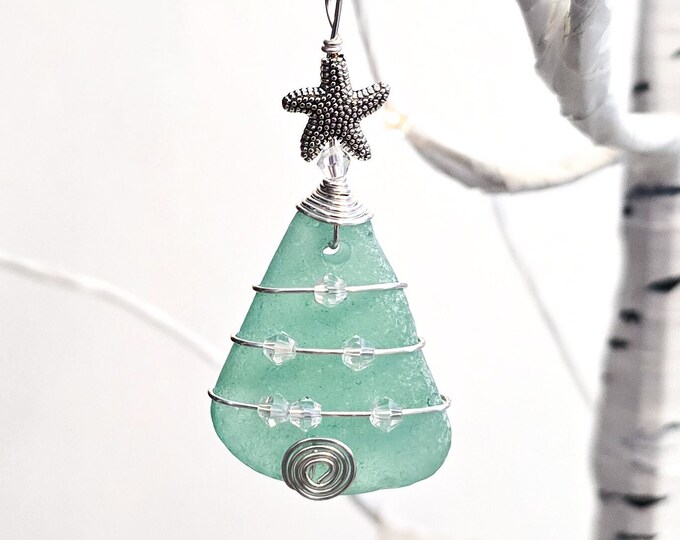 Genuine Sea Glass Christmas Tree Pendant/sea Glass Christmas Tree ...