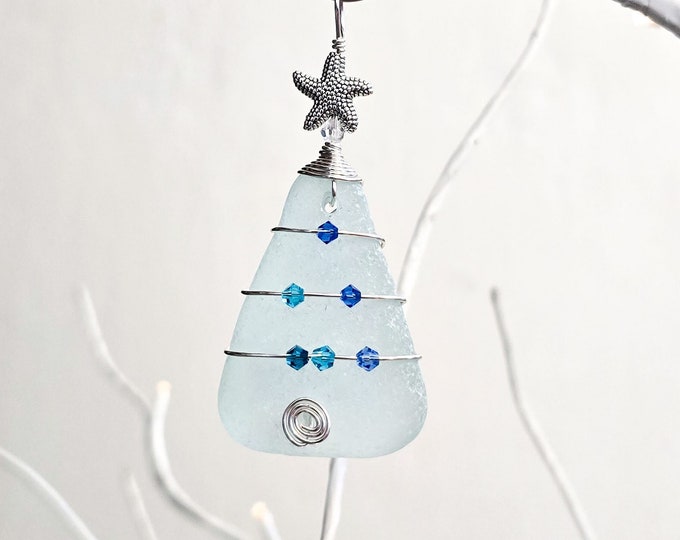Genuine Sea Glass Christmas Tree Pendant/sea Glass Christmas Tree ...