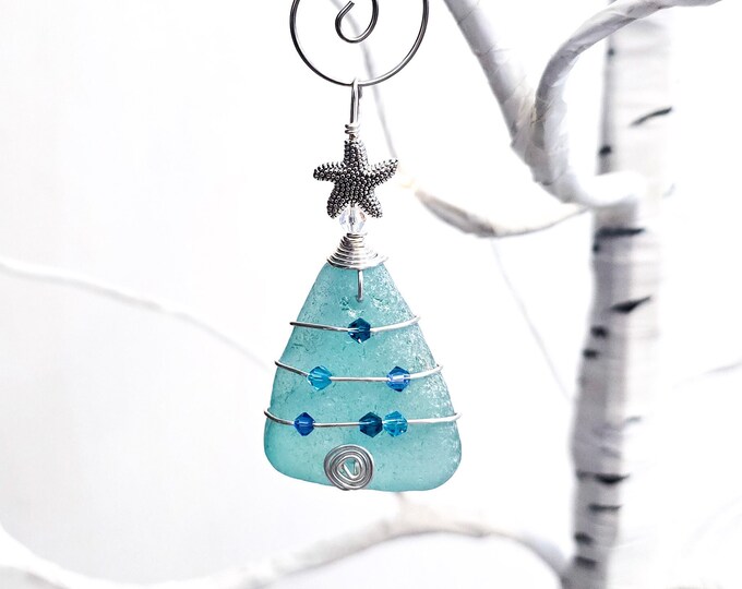 Genuine Sea Glass Christmas Tree Pendant/sea Glass Christmas Tree ...
