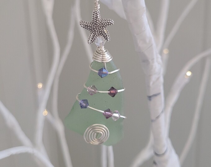 Genuine Sea Glass Christmas Tree Pendant/sea Glass Christmas Tree ...