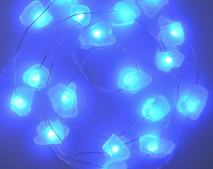 Blue LED String Lights/sea Glass String Lights/beach Wedding/sea Glass ...