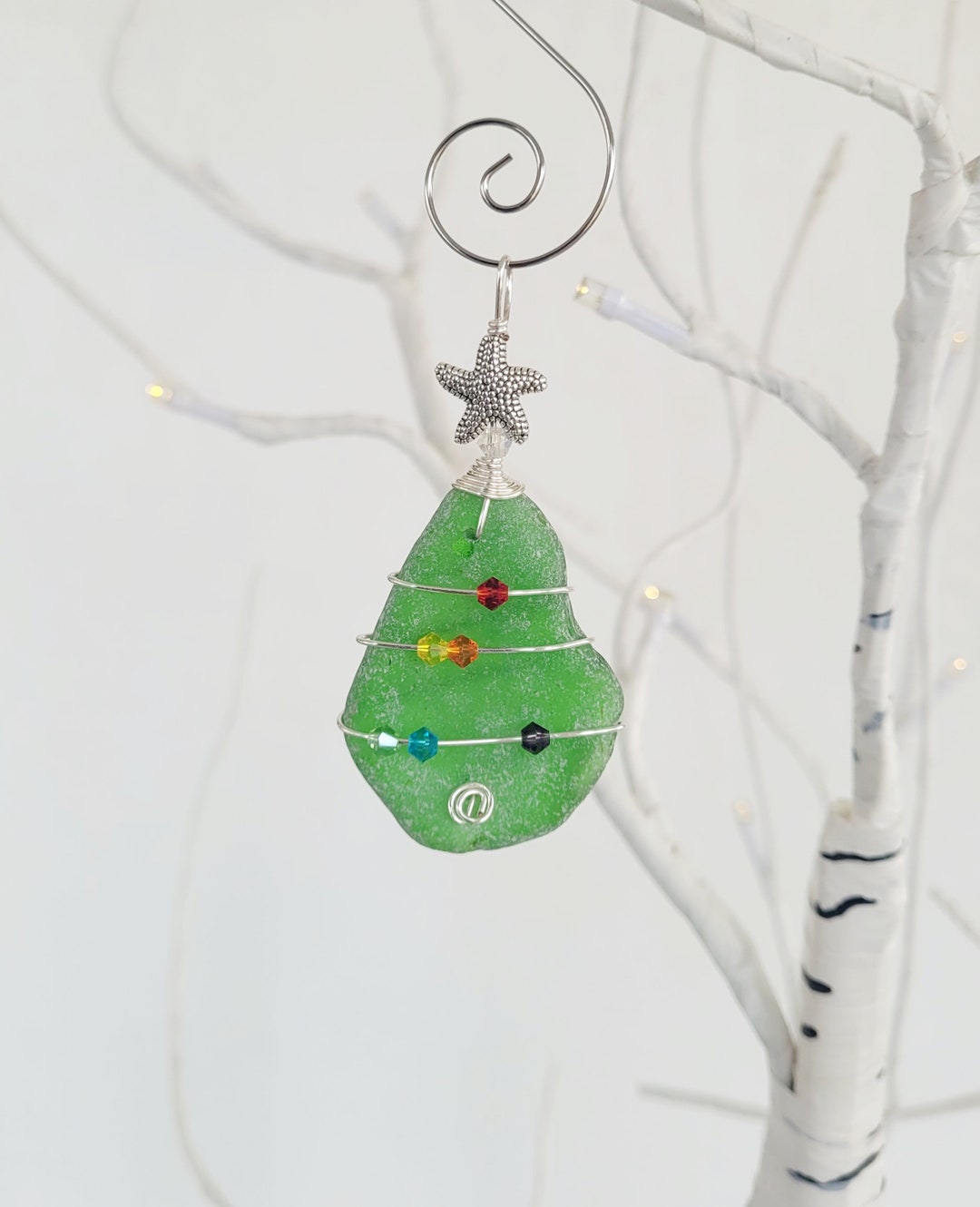 Genuine Sea Glass Christmas Tree Pendant/sea Glass Christmas Tree ...