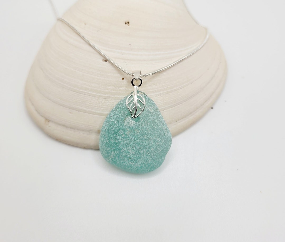 Genuine Sea Glass/sea Glass and Sterling Silver Necklace/sea Glass ...