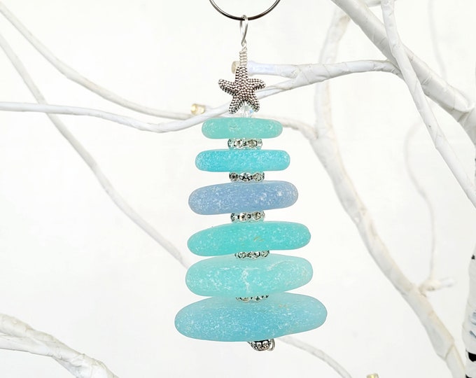 Sea Glass Christmas Tree Ornament/sea Glass Pine Tree Ornament/genuine ...