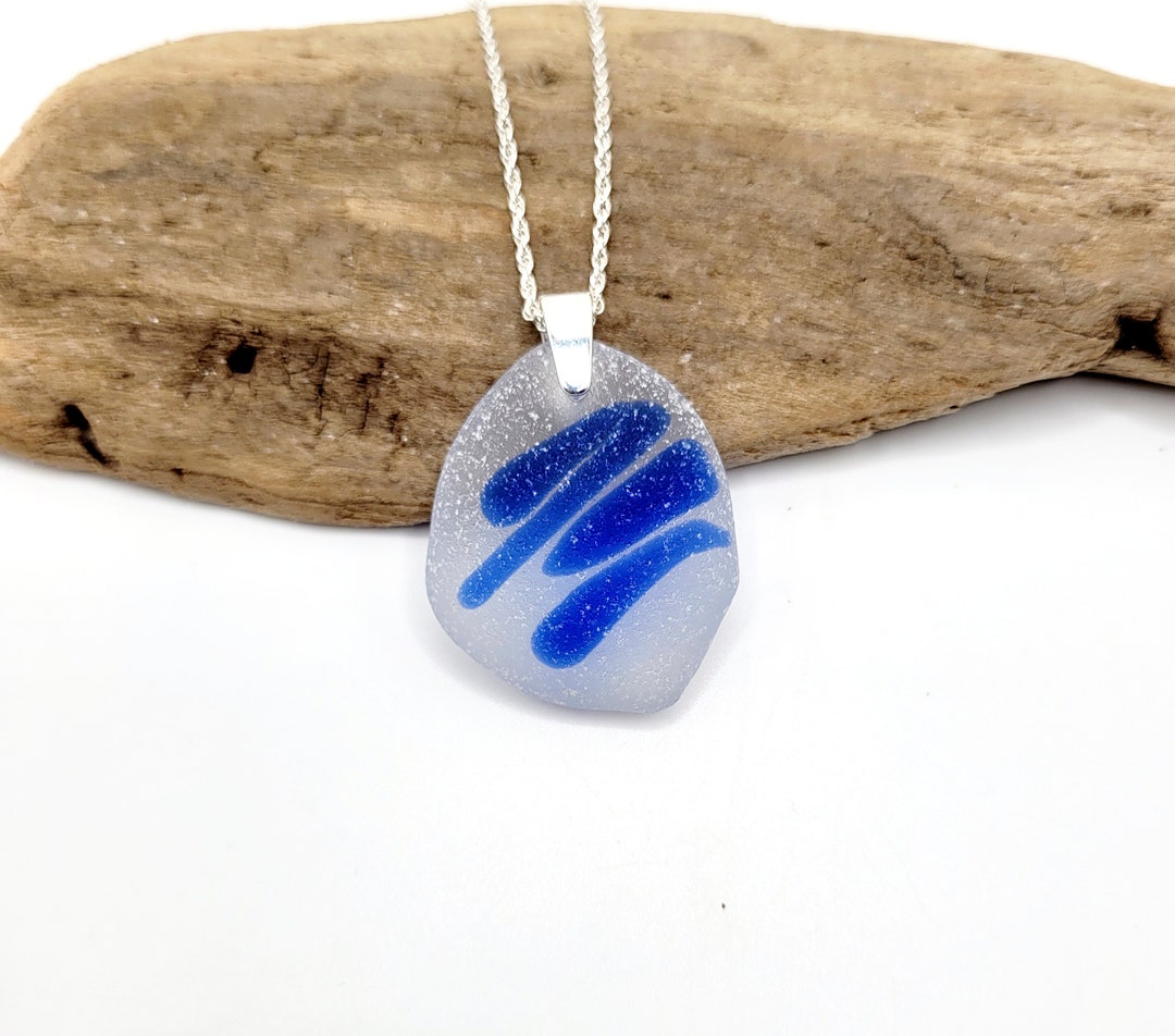 Genuine Art Sea Glass/sea Glass and Sterling Silver Necklace/art Glass ...