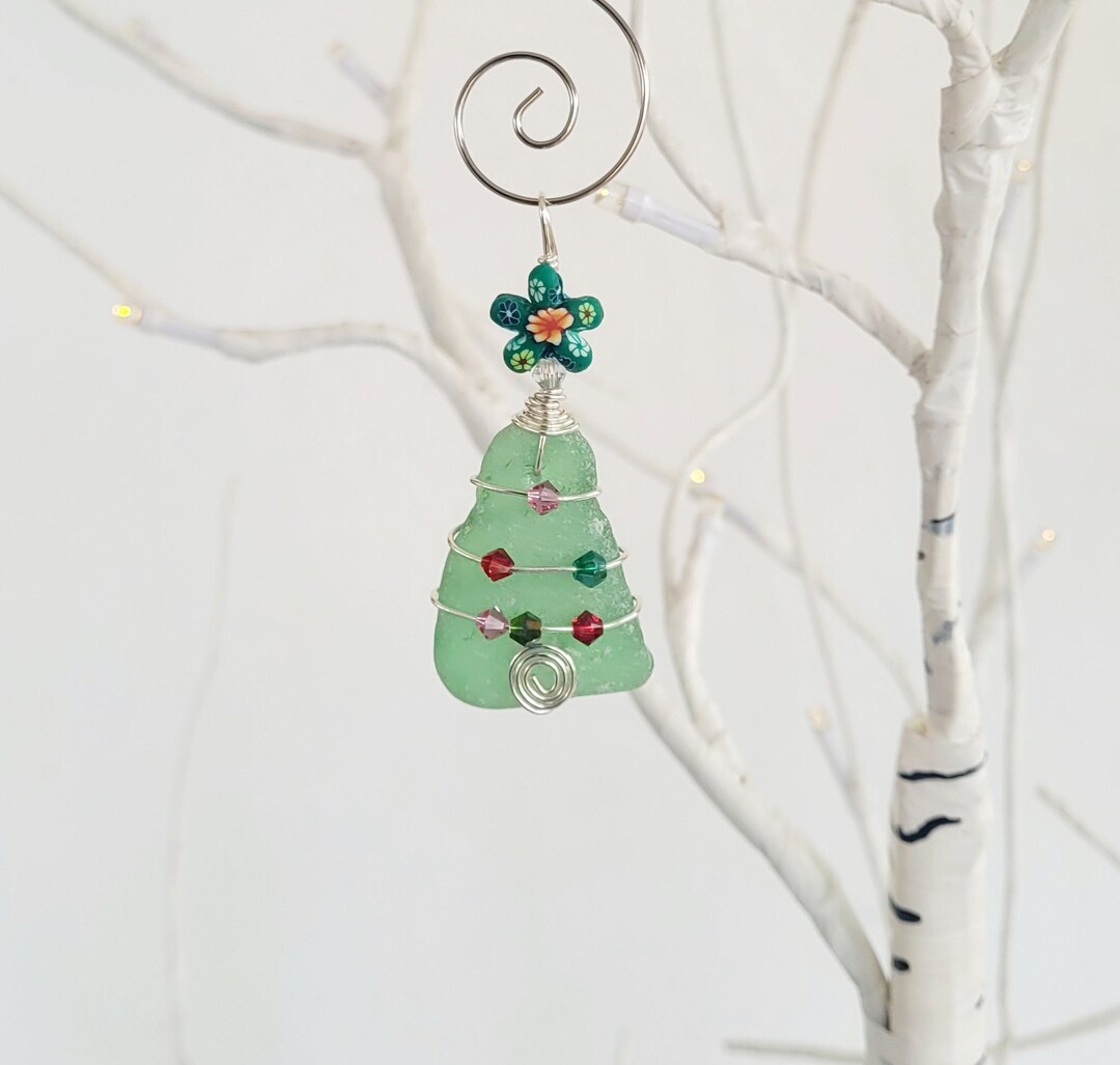Genuine Sea Glass Christmas Tree Pendant/sea Glass Christmas Tree ...