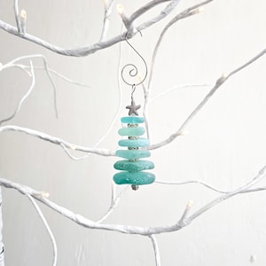 Handcrafted Sea Glass Tree Ornament/genuine Sea Glass Ornament/unique ...