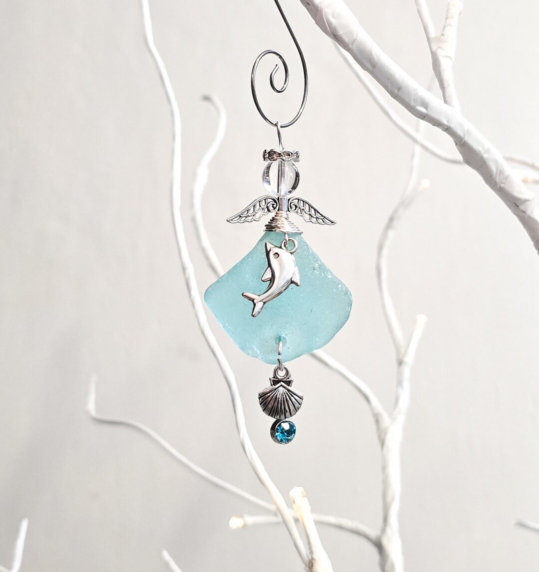 Sea Glass Guardian Angel/genuine Sea Glass Angel/aqua Blue Sea Glass ...