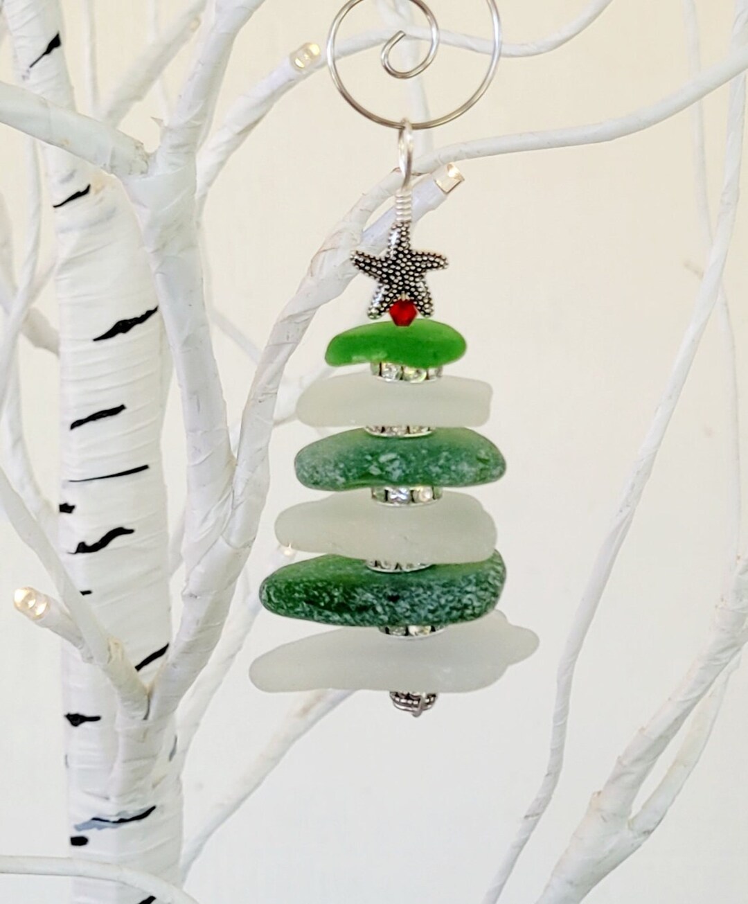 Sea Glass Christmas Tree Ornament/sea Glass Pine Tree Ornament/genuine ...