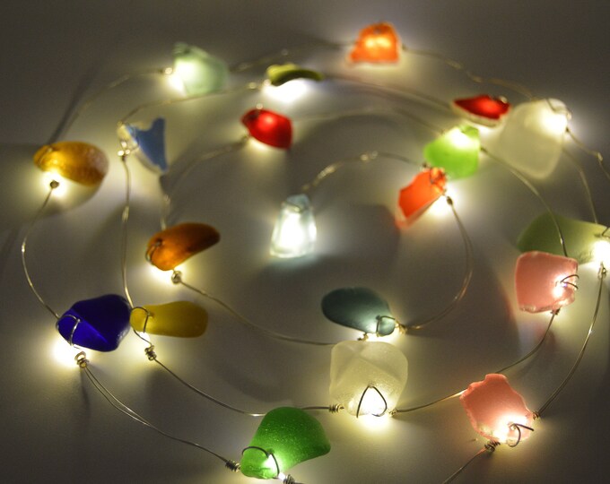 LED String Lights/ Sea Glass Lights/sea Glass Garland/20 LED String ...