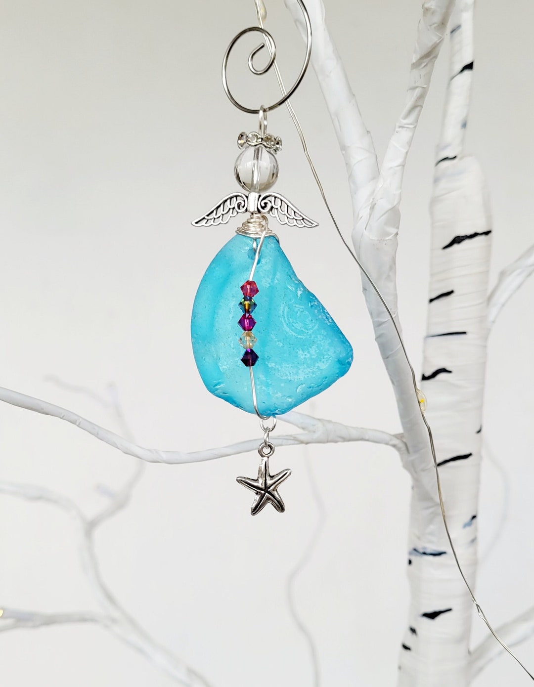 Sea Glass Guardian Angel/genuine Sea Glass Angel/rare Turquoise Sea ...