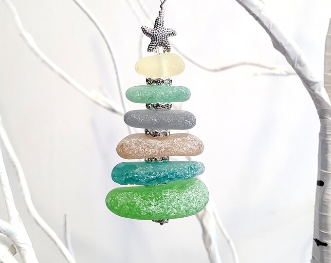 Sea Glass Christmas Tree Ornament/rare Color Sea Glass/sea Glass Pine ...