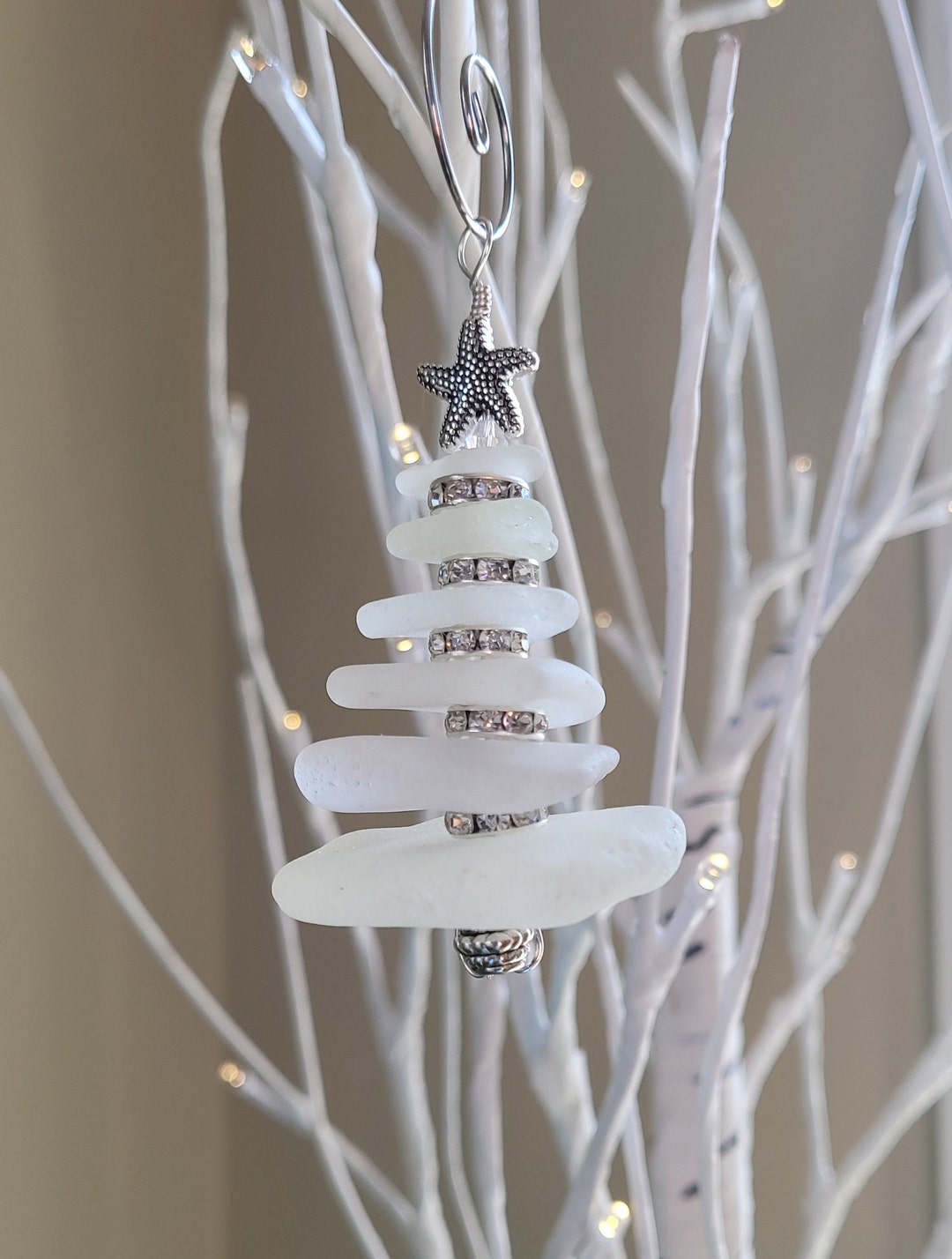 Sea Glass Christmas Tree Ornament/sea Glass Pine Tree Ornament/genuine ...