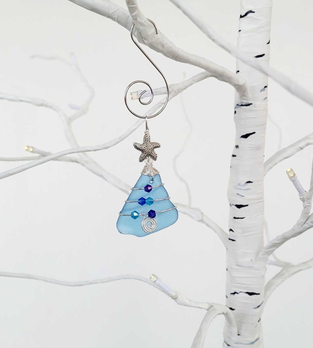 Genuine Sea Glass Christmas Tree Ornament: Coastal Holiday Decor - Etsy