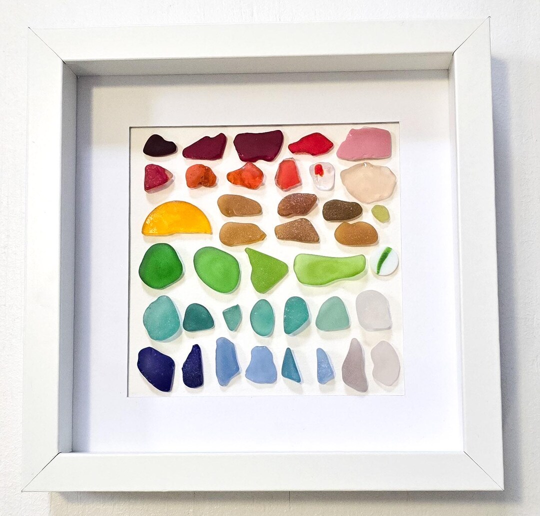 Genuine Sea Glass Art/rainbow Sea Glass Collection/lake House Decor ...