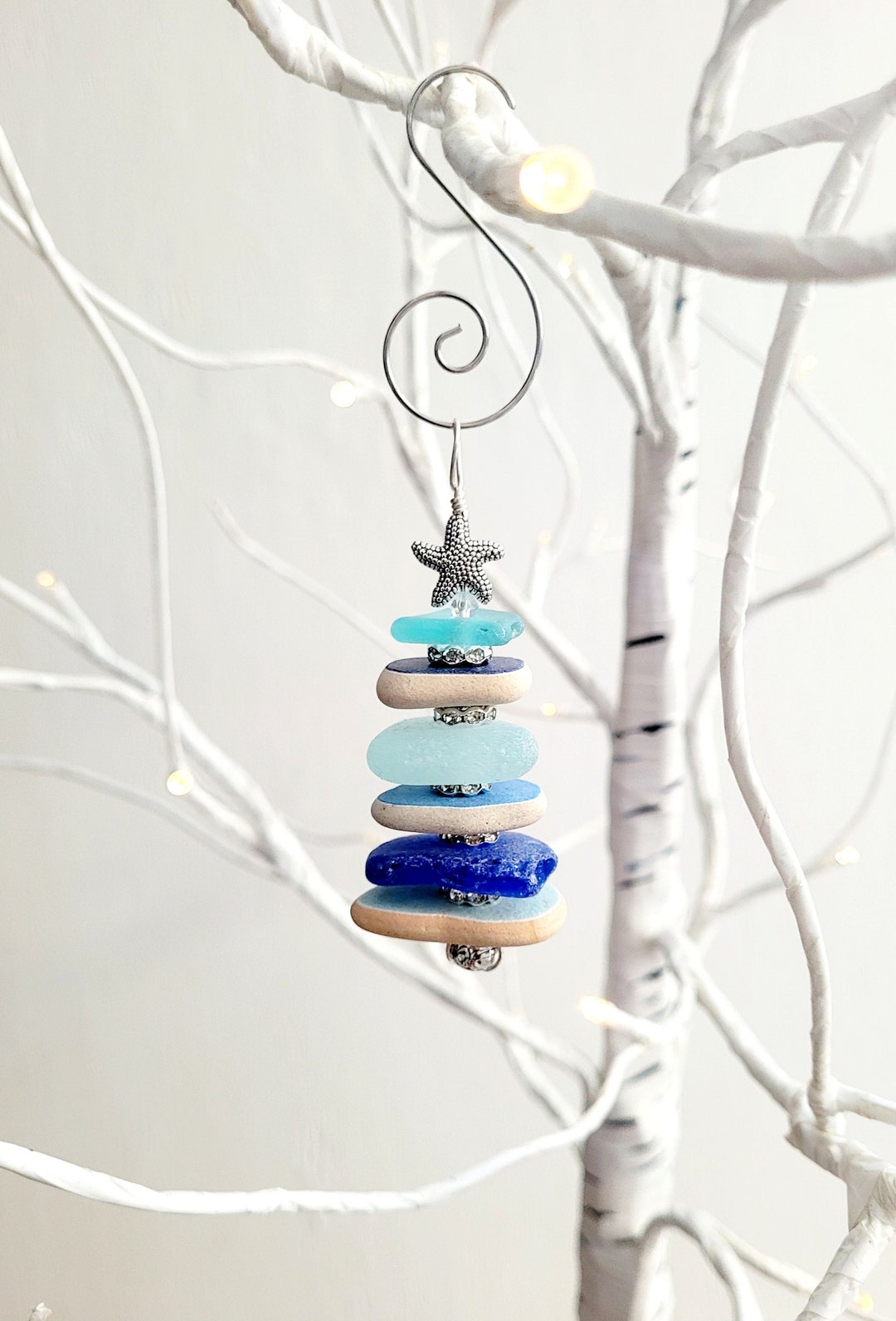 Sea Glass Christmas Tree Ornament/sea Glass Pine Tree Ornament/genuine ...