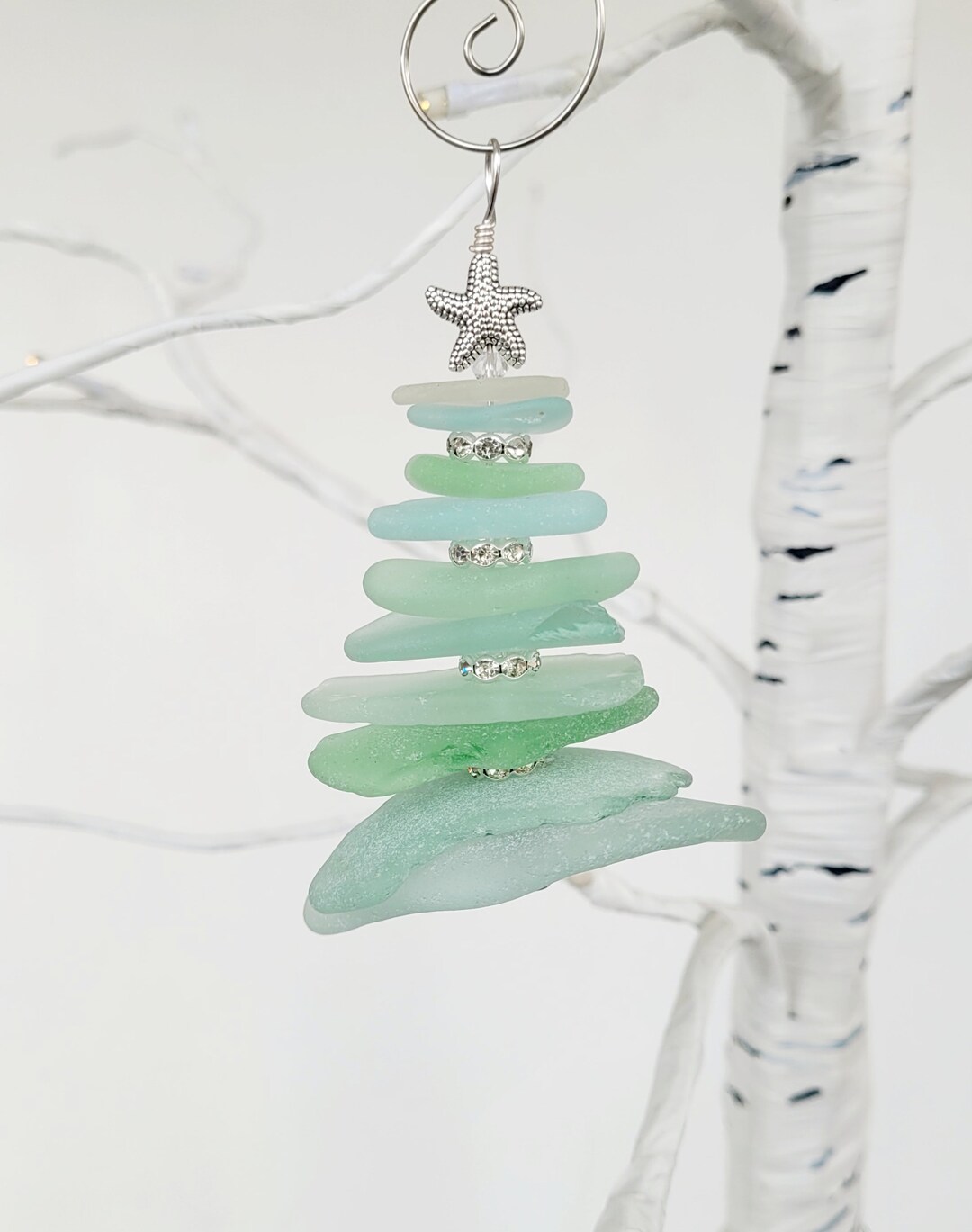 Sea Glass Christmas Tree Ornament/sea Glass Pine Tree Ornament/unique ...