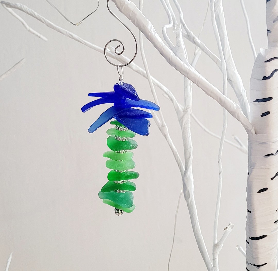 Genuine Sea Glass Palm Tree/sea Glass Tree Ornament/sea Glass Sculpture ...