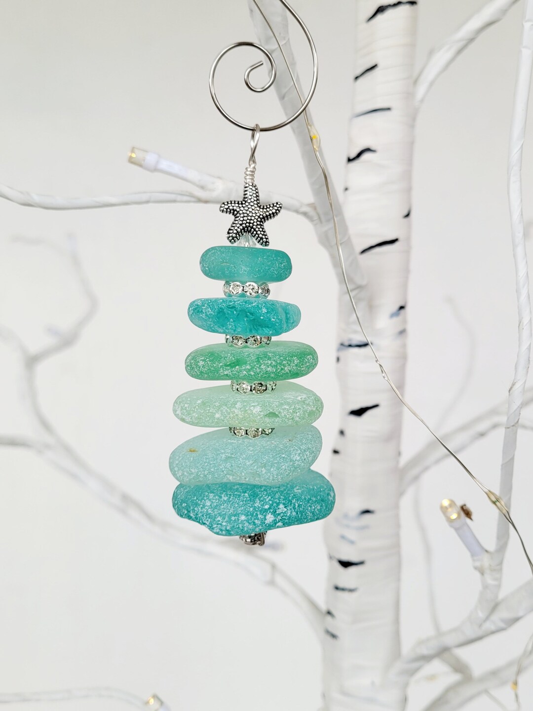 Sea Glass Christmas Tree Ornament/sea Glass Pine Tree Ornament/genuine ...
