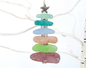 Sea Glass Christmas Tree Ornament/sea Glass Pine Tree Ornament/genuine ...